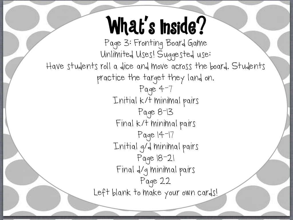 Fronting: A Minimal Pairs Pack | Simply Speech