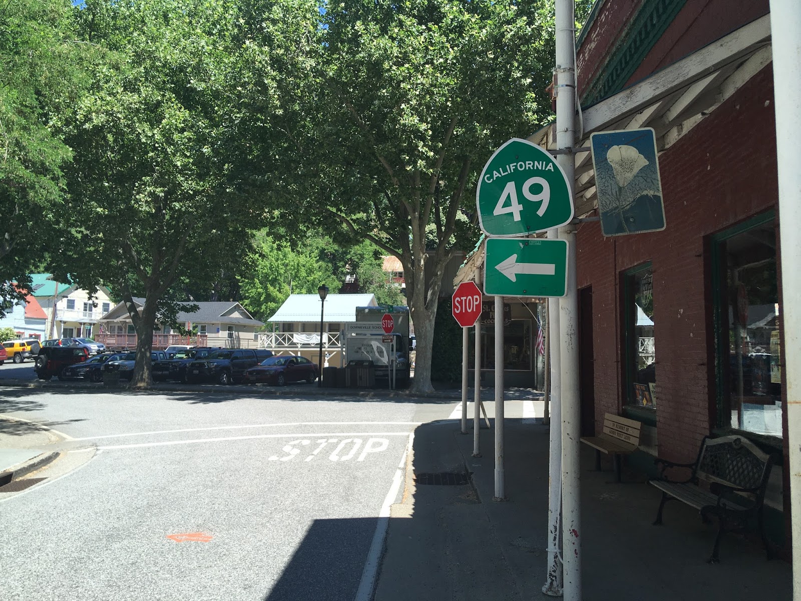 The alignment history of California State Route 49 in Downieville