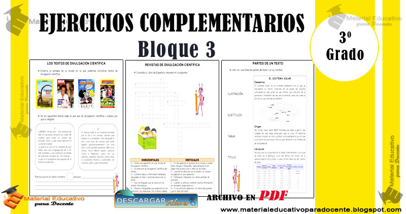 Material Educativo: Ejercicios Complementarios del Bloque 3 Tercer Grado
