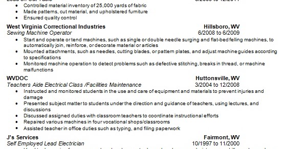 Sewing Machine Operator Sample Resume Format in Word Free Download