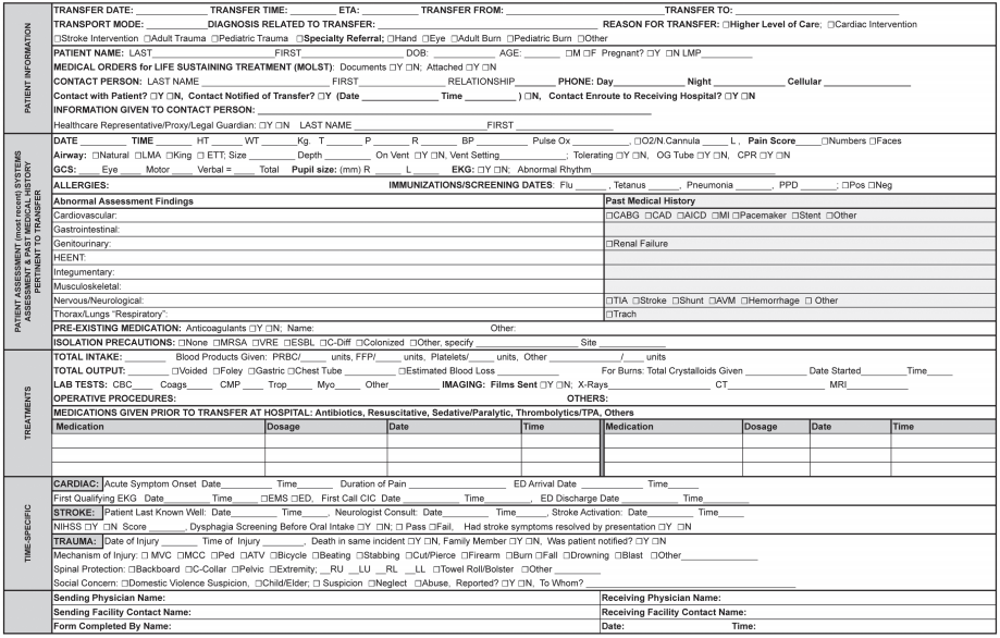 ER goldbook: Transfer (trauma patient) to definitive care