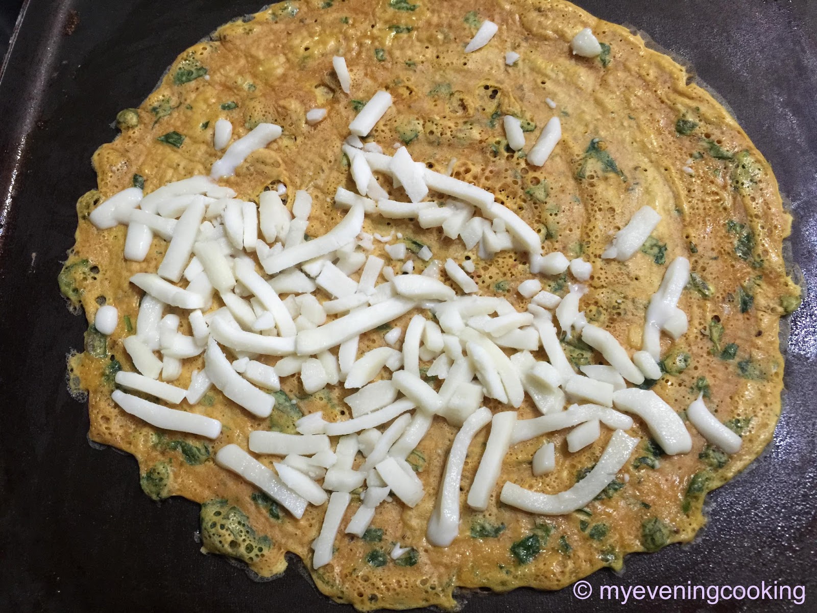 Cheese Pudla (Cheesy gram flour pancake) | My Evening Cooking