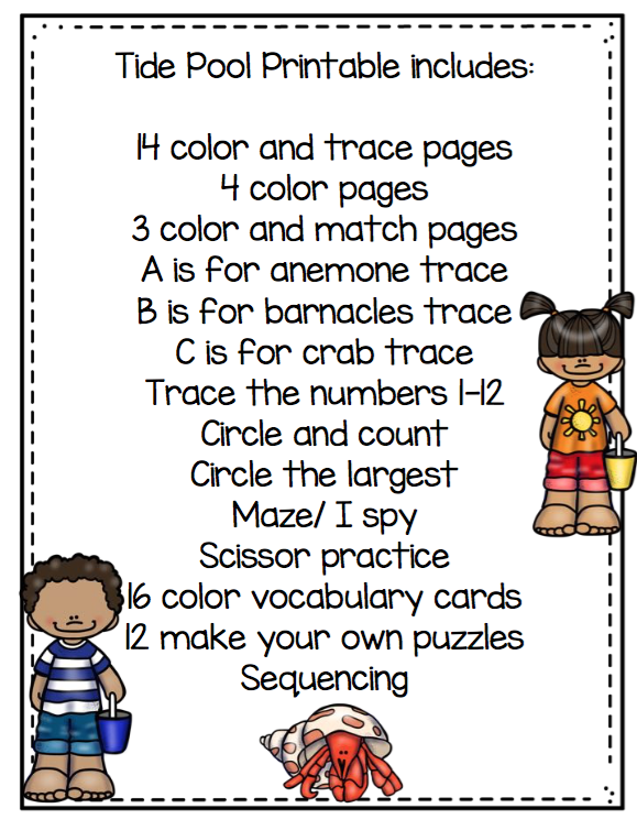 Preschool Packet Tide Pools ~ Preschool Printables