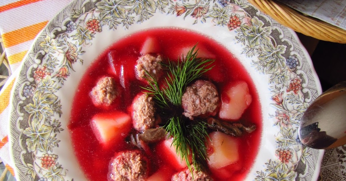 Ritos receptai : Burokėlių sriuba su frikadelėmis ir baravykais