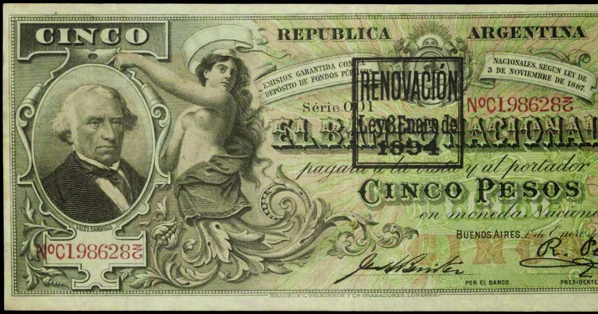 Argentina 5 Pesos banknote 1894 Banco Nacional|World Banknotes & Coins ...