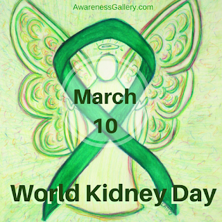 Awareness Angels Art Project: World Kidney Day Green Awareness Ribbon
