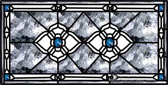 Boehm Stained Glass Blog: Panel with Bevel Clusters and Blue Gems ...
