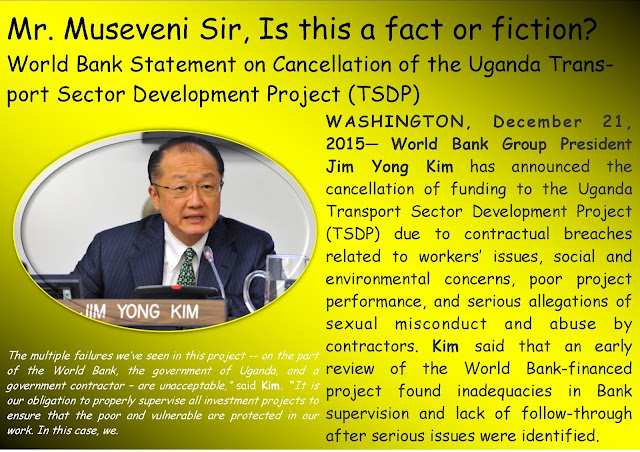 HE CARETH FOR YOU: World Bank Statement on Cancellation of the Uganda ...