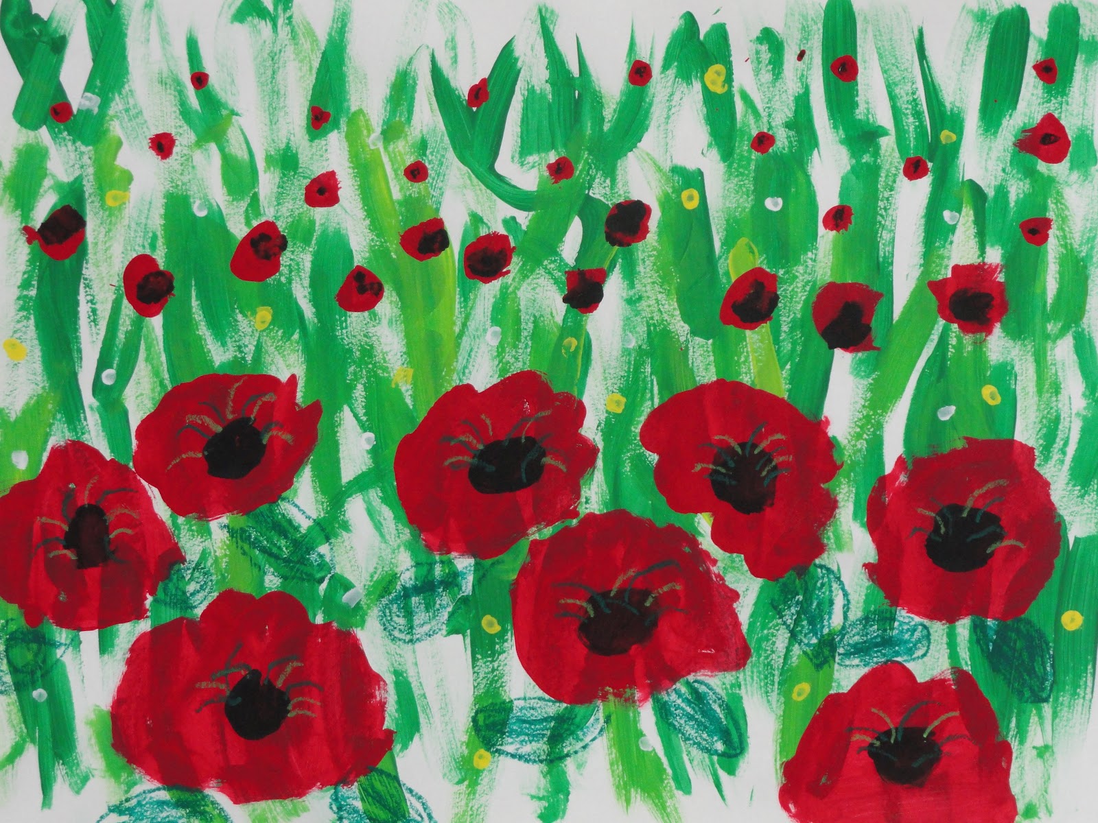Splats, Scraps and Glue Blobs: 1st Grade Fields of Poppies