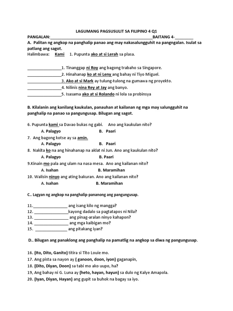 panghalip pananong - philippin news collections