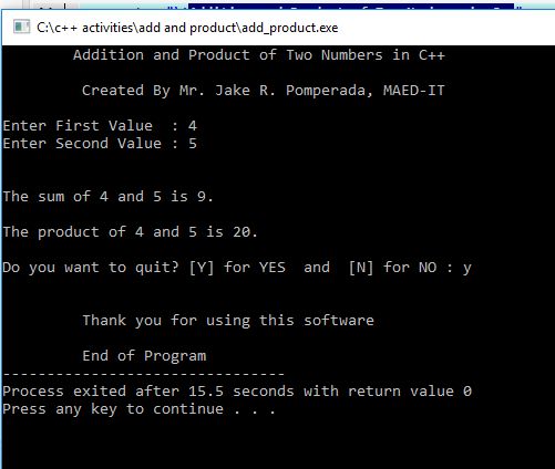 Free Programming Source Codes And Computer Programming Tutorials Addition And Product Of Two