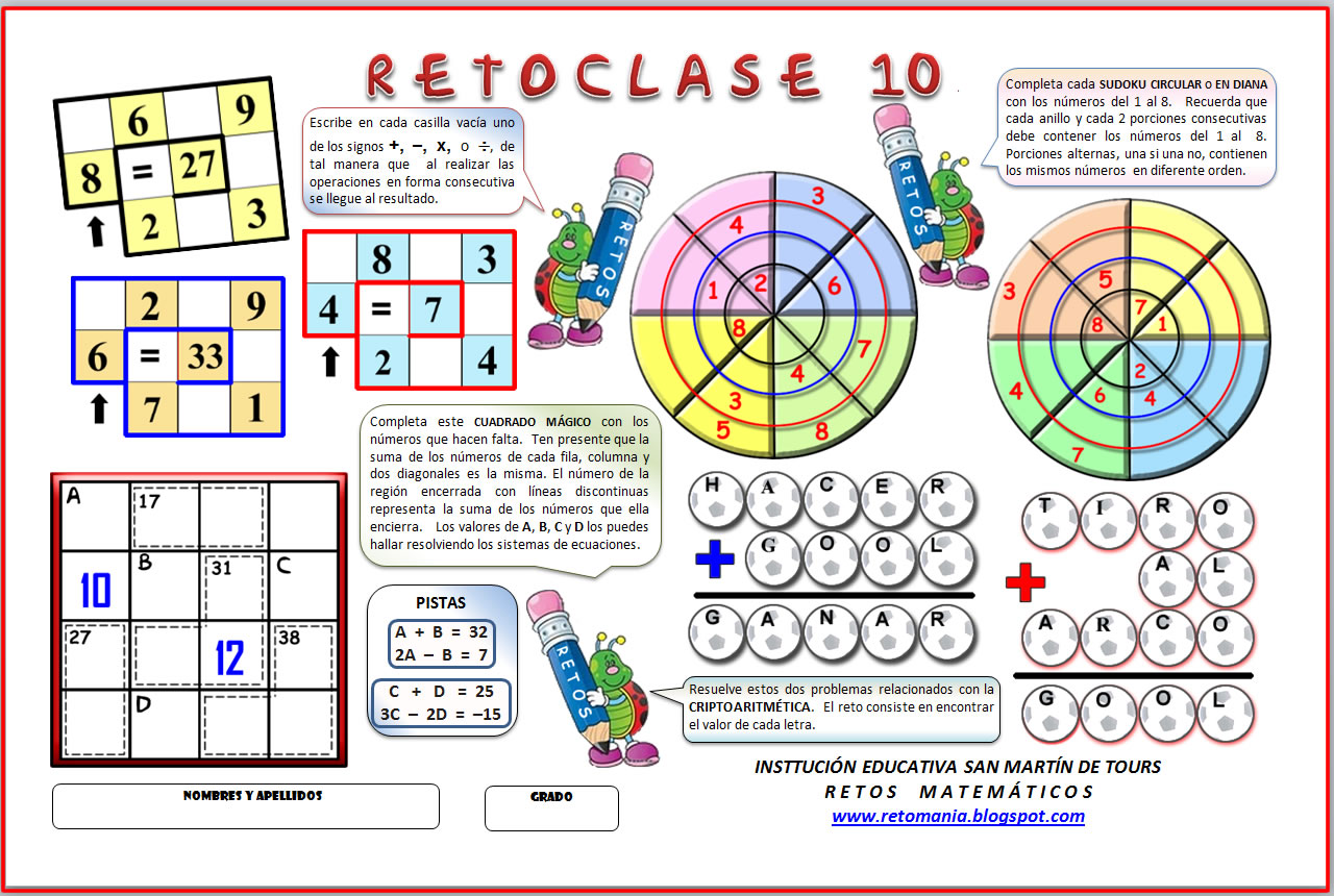 RETOCLASE 10 ~ RETOS MATEMÁTICOS
