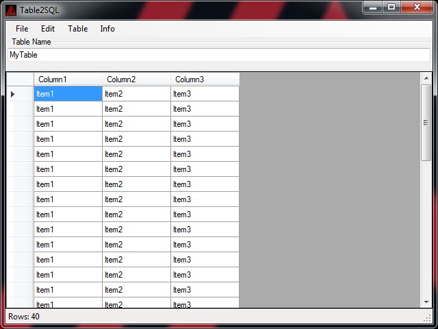Liu: Table2SQL 1.0.0.0