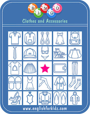 Clothes and Accessories Bingo Game