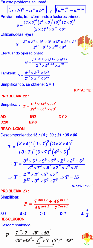 TEORÍA DE EXPONENTES FÓRMULAS Y EJERCICIOS RESUELTOS PDF