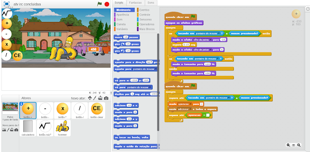 Calculadora no Scratch.