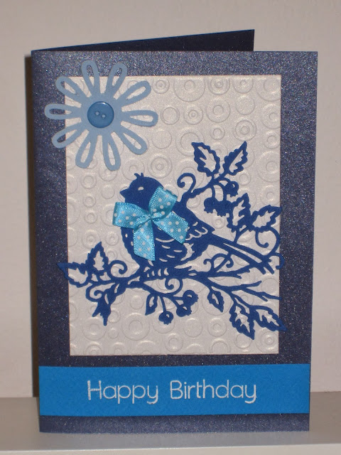 Me2u Handmade Cards: BLUE HAPPY BIRTHDAY CARD - DIE CUT BIRD