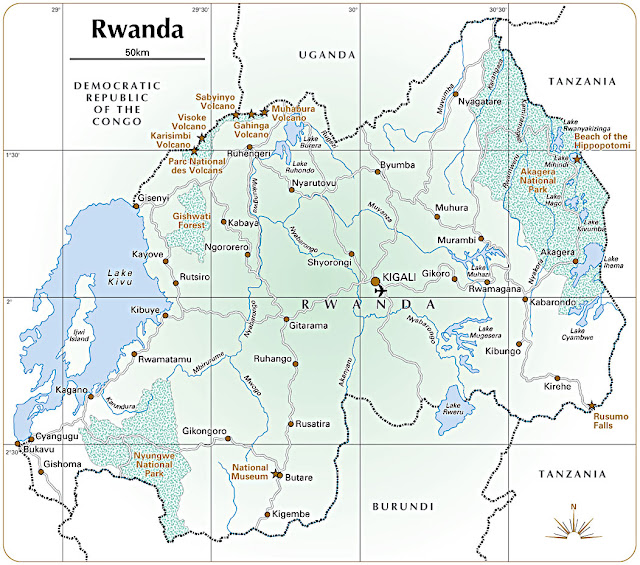 RWANDA - GEOGRAPHICAL MAPS OF RWANDA