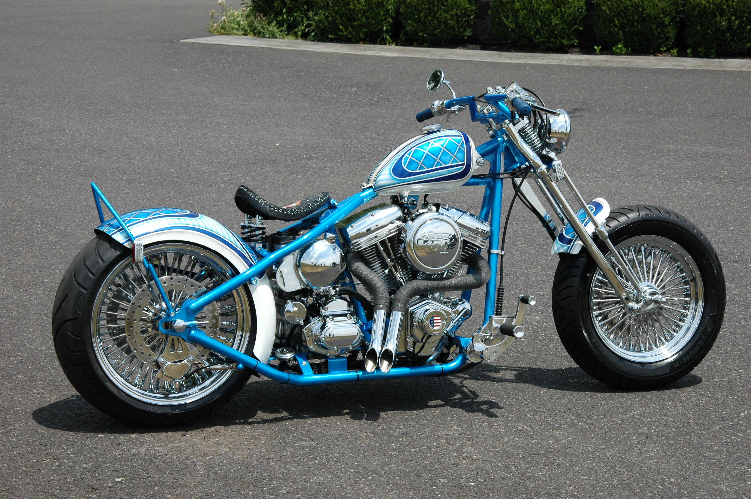 biker excalibur II: PSYCHEDELIC BLUE RIGID BOBBER by American classic ...
