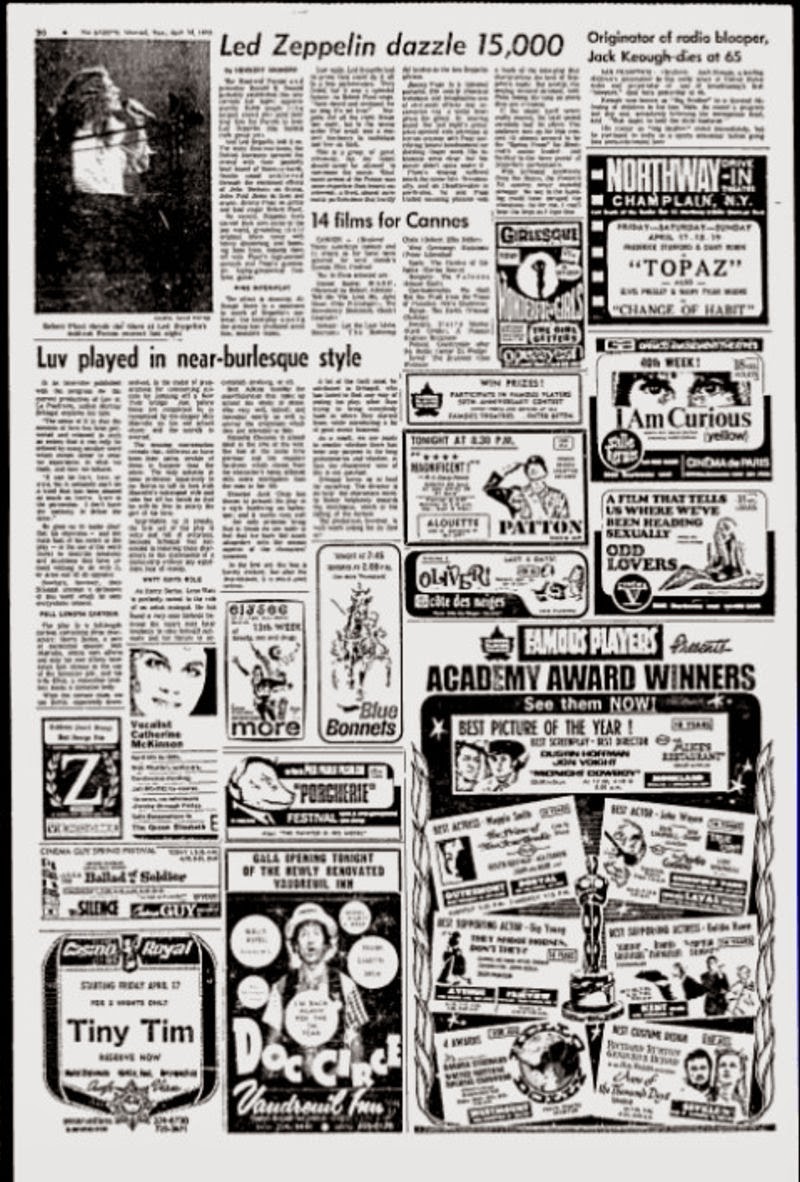 Rock & Roll Newspaper Press History: Led Zeppelin - The Montreal ...