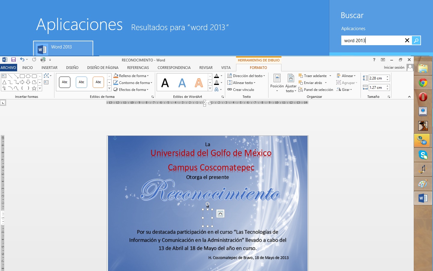 Formato de reconocimiento en word - Imagui