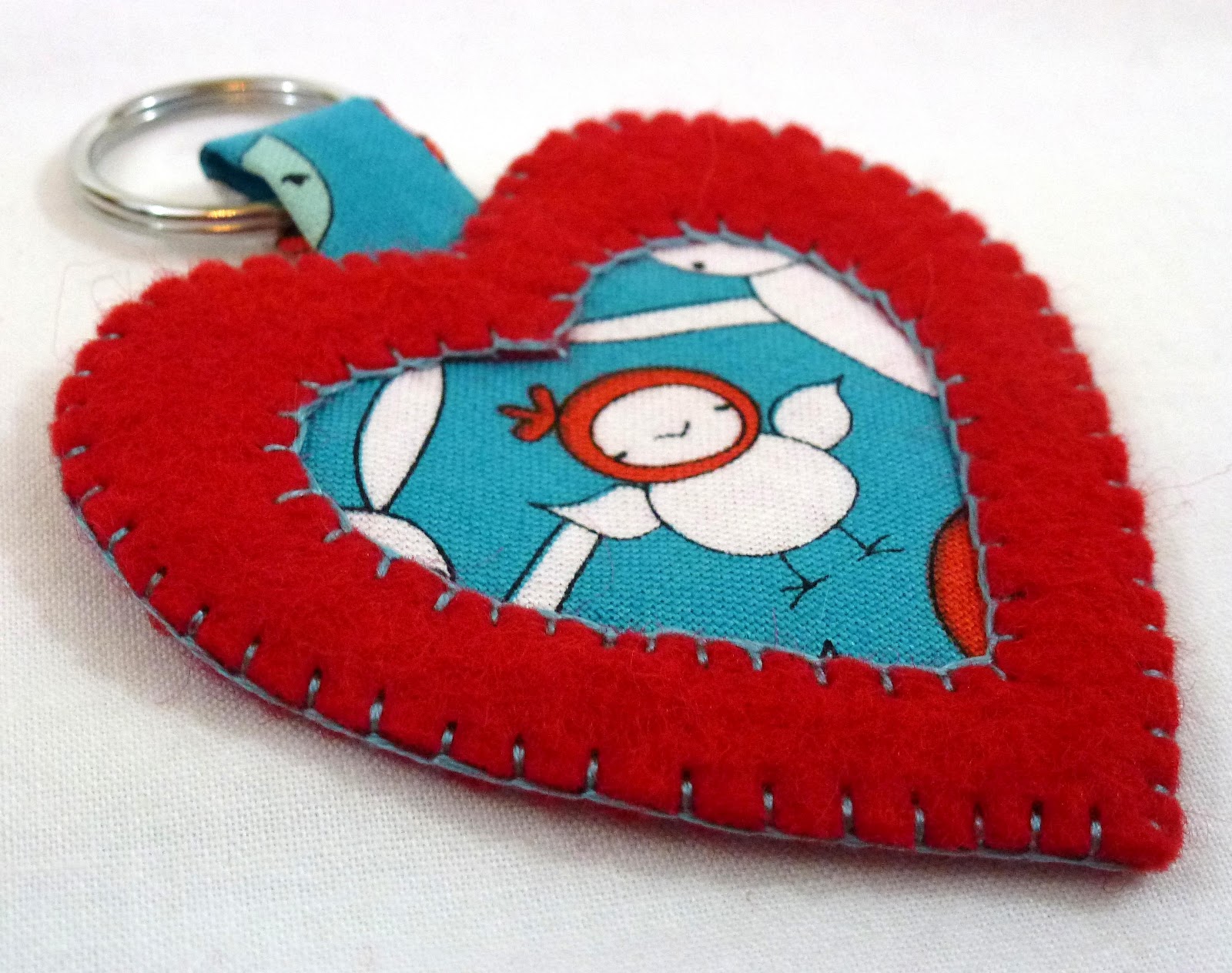 365 Sewn Hearts: Heart Keychain