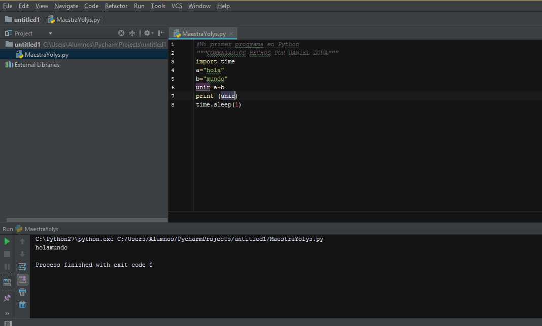 ISC Daniel Luna Gómez: Utilizando CMD Python y PyCharm.
