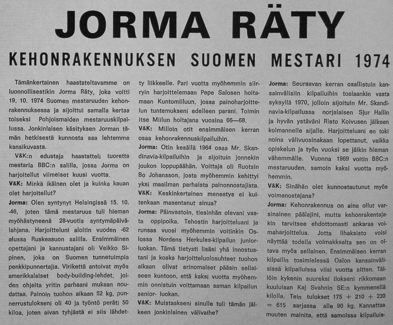 Jorma Raty - The Best Back In The World: | 1974
