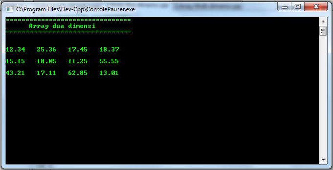 Array of Struct dan contoh program dengan Dev C++