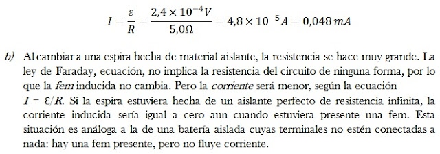 Física: Ejemplo: Fem y corriente inducida en una espira