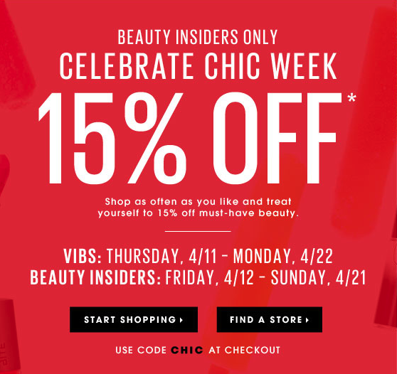 Cautiously Optimistic Reviews: Reminder: Sephora Chic Week Ending Soon!