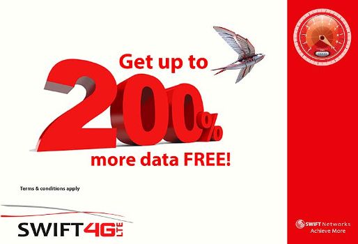 Enjoy up to 200% extra data on SWIFT 4G LTE