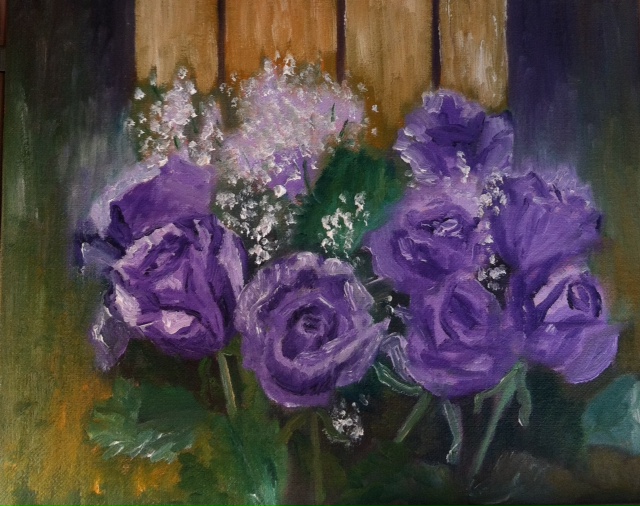 Oil Paintings by Virginia Artist, Barbara S. Ryan: "Purple Roses" 8" x ...