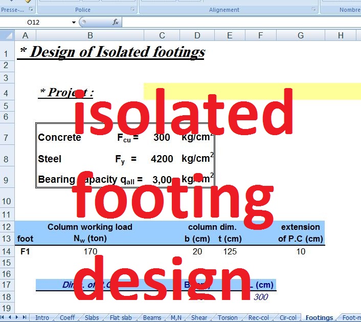 isolated footing design excel sheet 1 - Civil engineering program