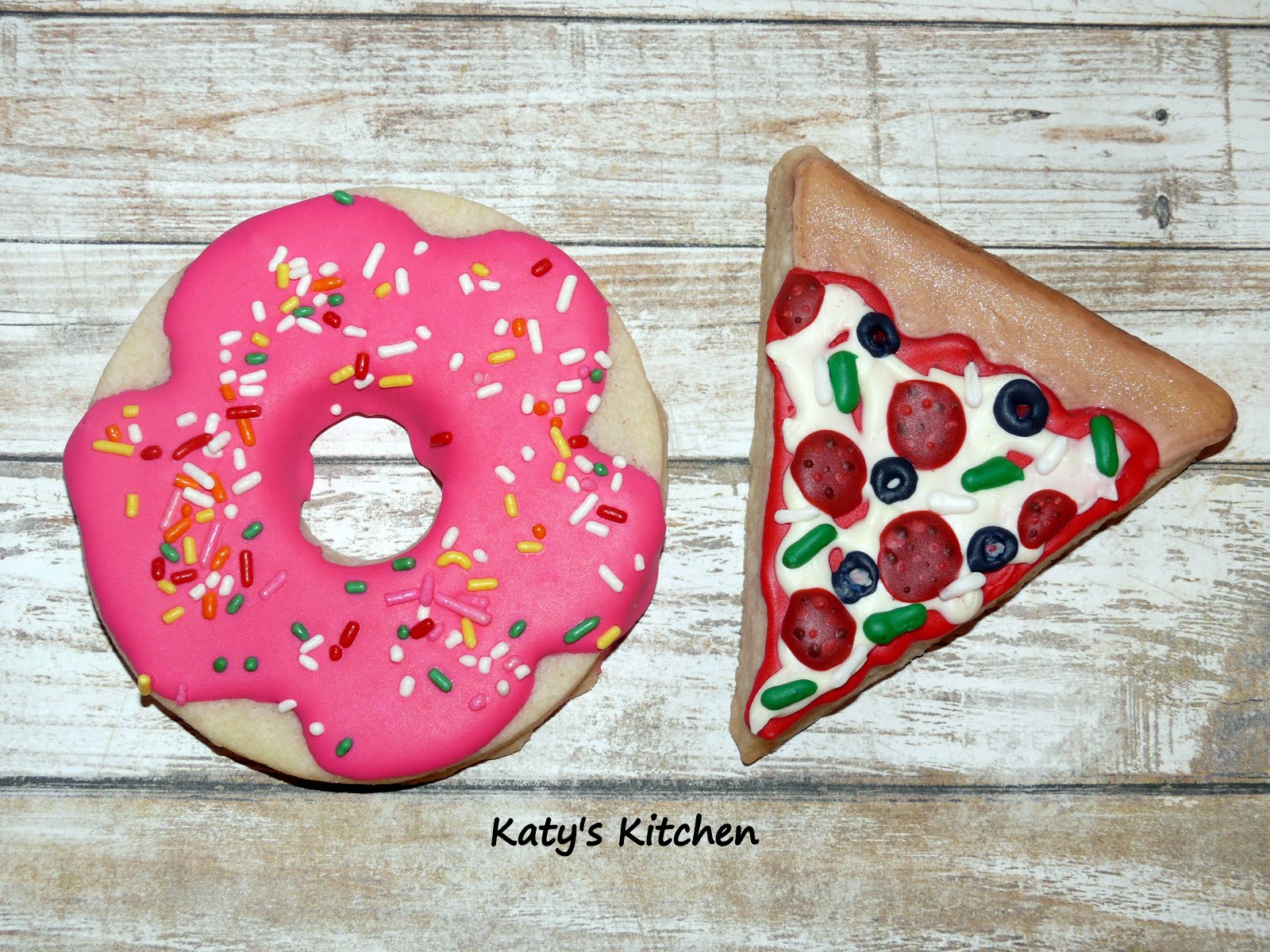 Katy's Kitchen: Donuts and Pizza Decorated Sugar Cookies
