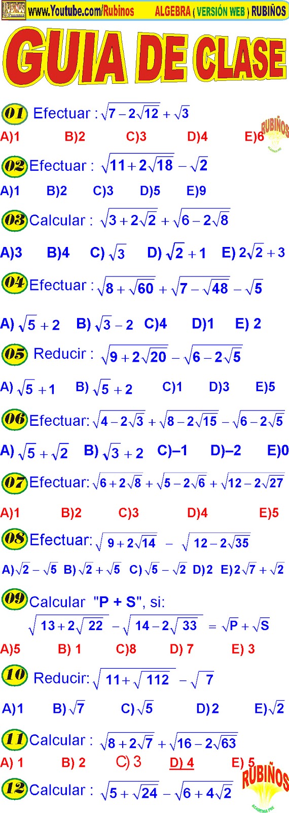 RADICALES DOBLES A SIMPLES PROBLEMAS RESUELTOS PDF