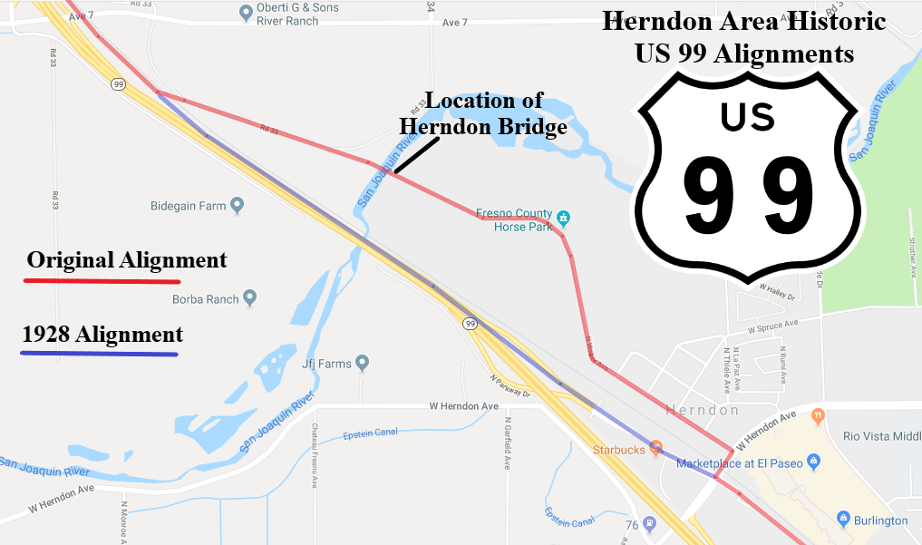 Old US Route 99 through Herndon, CA