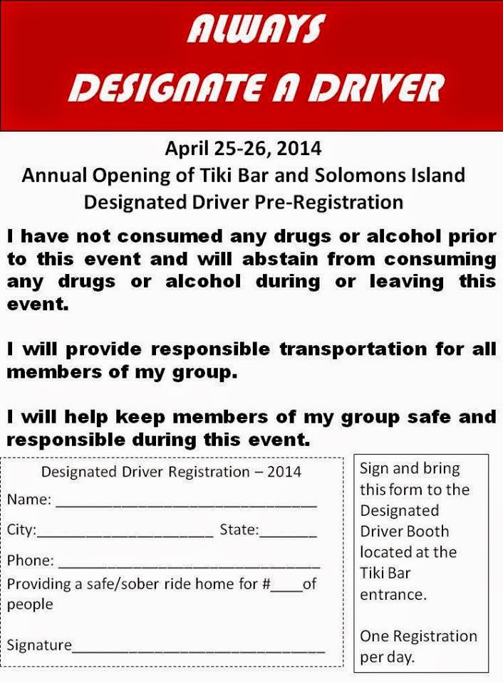 Calvert County Sheriff's Office: TIKI BAR DESIGNATED DRIVER PROGRAM