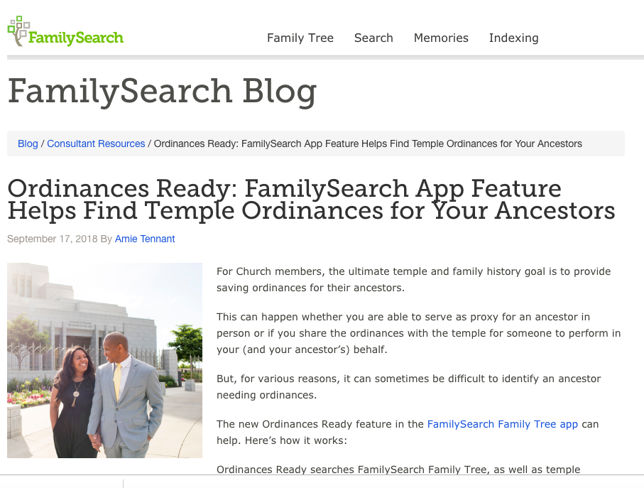 Rejoice, and be exceeding glad...: New FamilySearch Ordinances Ready ...