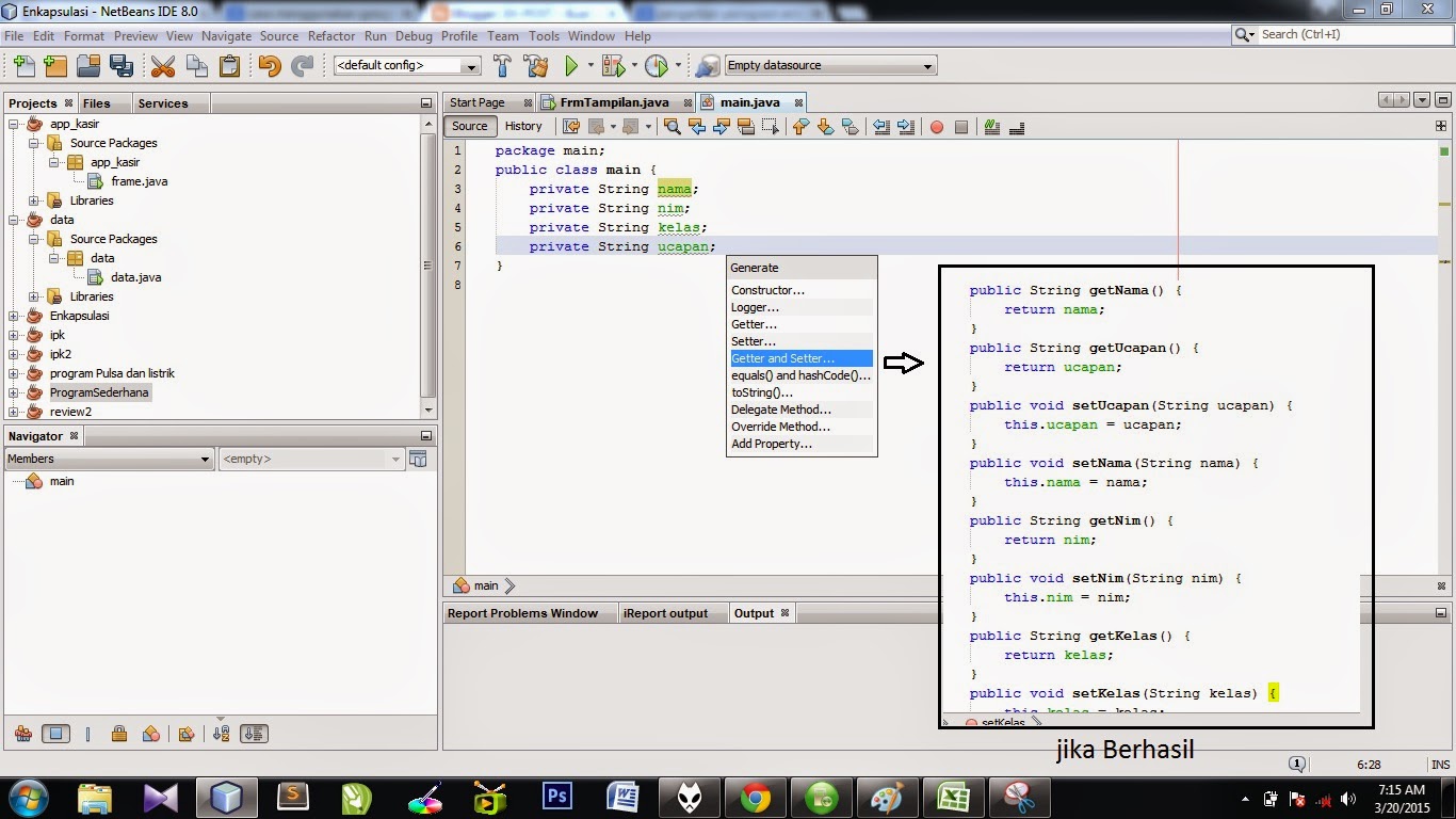 Membuat Program Enkapsulasi di java - Eko Rismaryanto