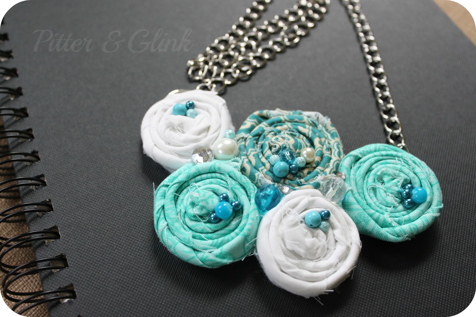 PitterAndGlink: {Rolled Fabric Flower Necklace}
