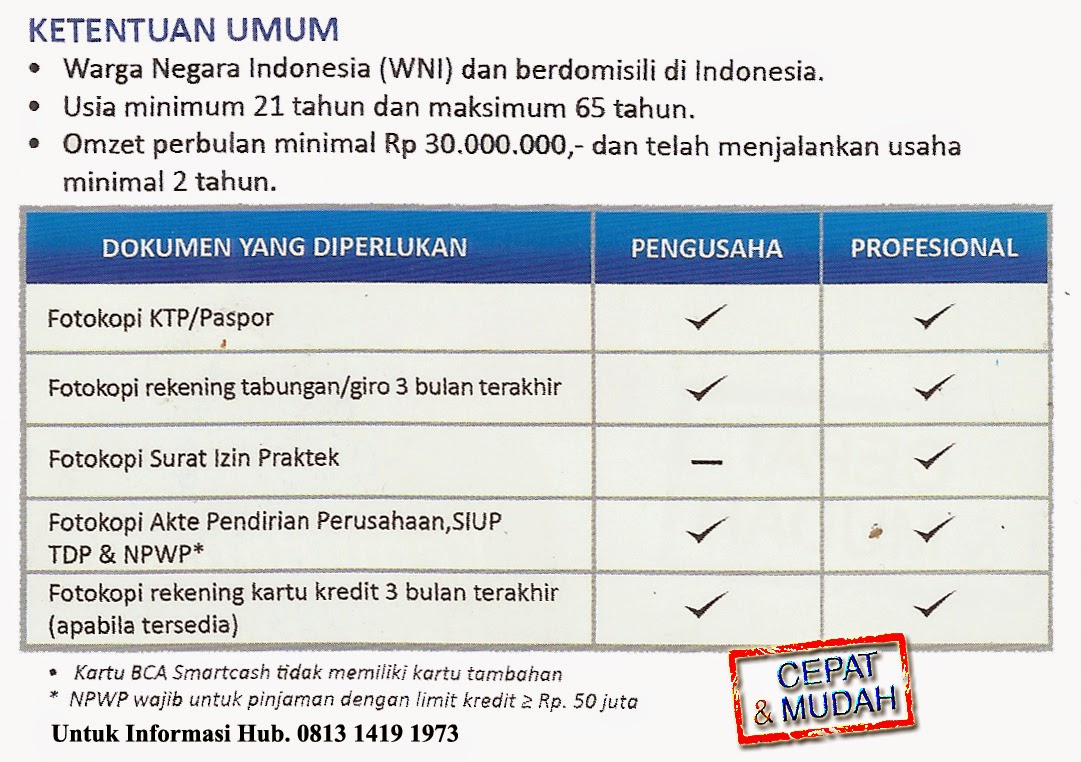 SYARAT & TABEL CICILAN | KTA BCA Dana Talang