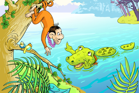 Stories4little1: The Monkey and Crocodile (Bandar aur magarmach)