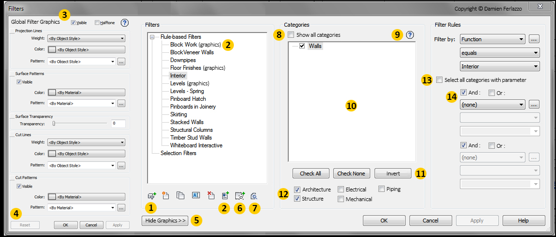 Revit Link Revit User Interface The Filters Dialog Box