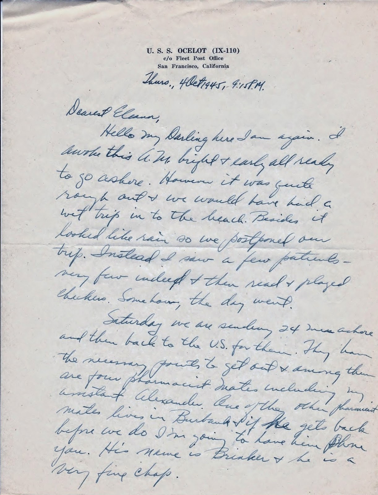 Dearest Eleanor: World War II Letters: 10,000 Miles from Home