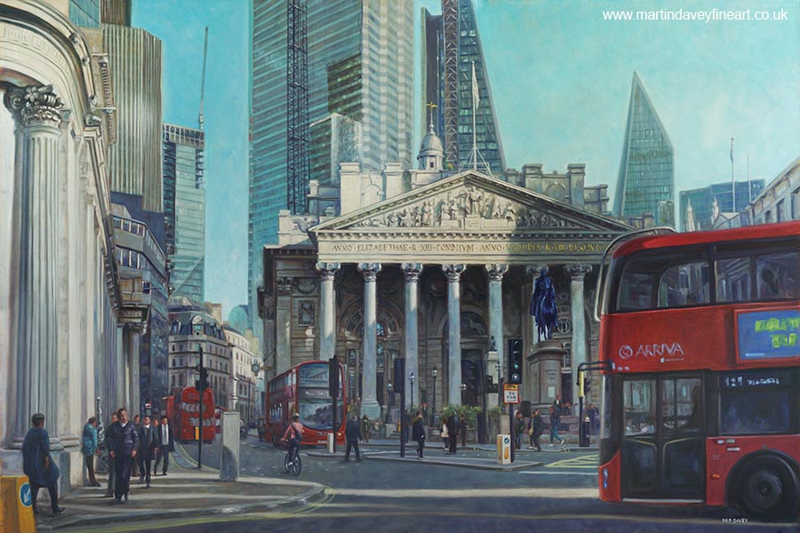 Martin Davey Illustration and Fine Art: London City Bank Area In Sunny ...