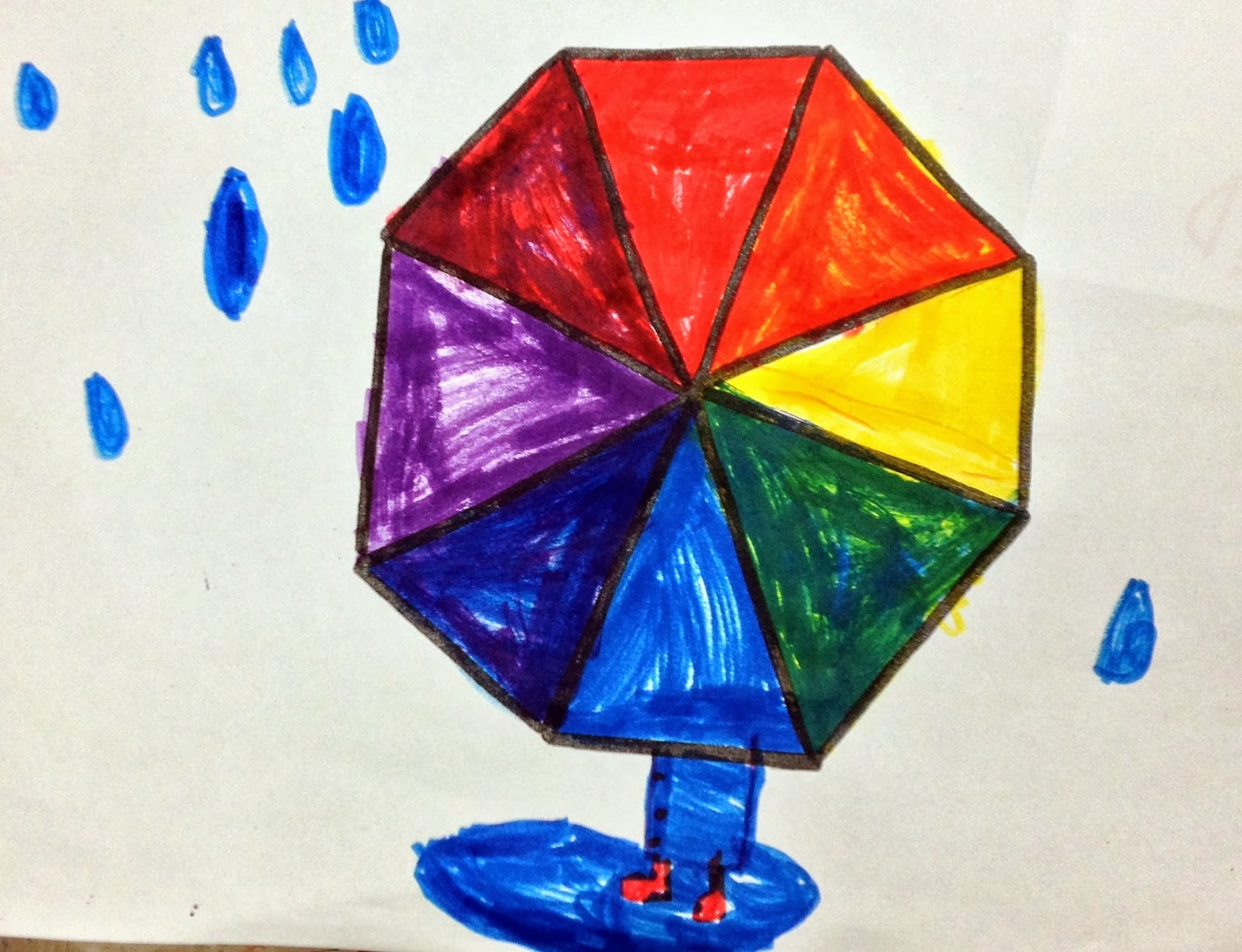 Sparkly Art with Ms. Carney!: Color Wheel Umbrellas! Kindergarten!