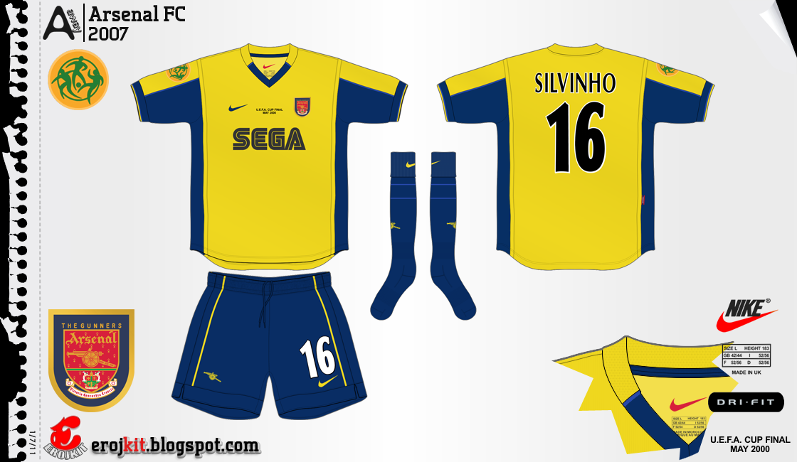 Kit Design, by eroj: 2000-02 Arsenal (Home, Away e Third)