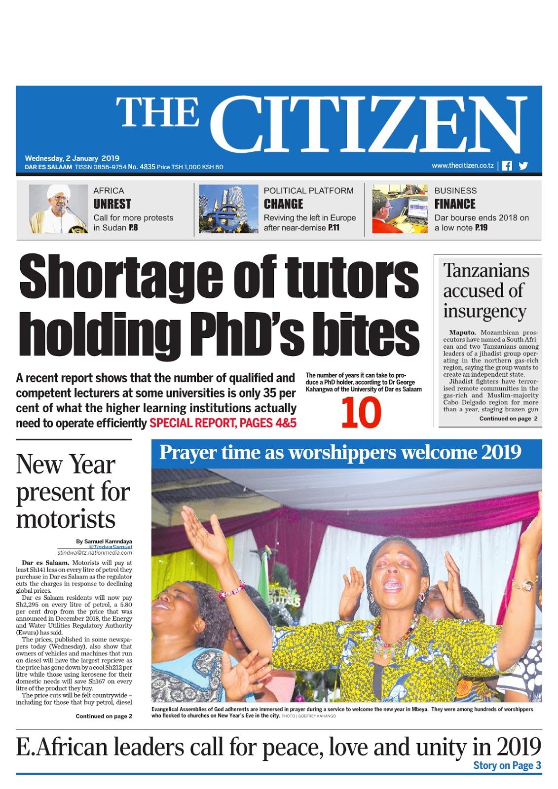 Today's Newspapers MAGAZETI YA TANZANIA LEO JUMATANO 02nd January, 2019 ...