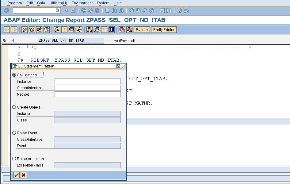 SAP TECH: Global Class : Passing parameters ( Select-Options and Internal table ) to methods